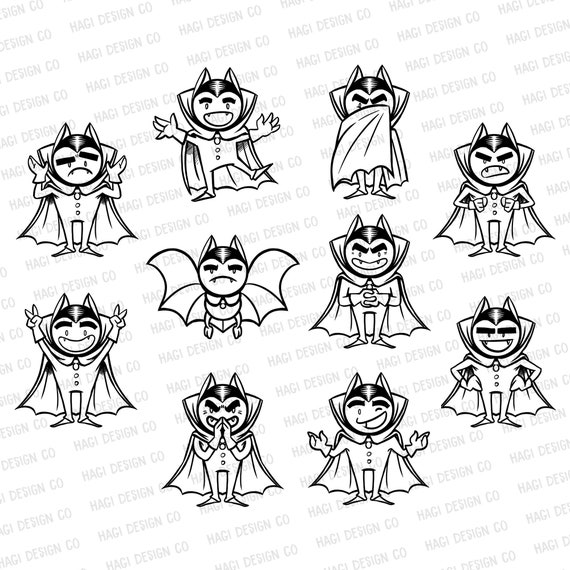 Vampire Outlines Halloween Character Stencil PNG Files | Etsy