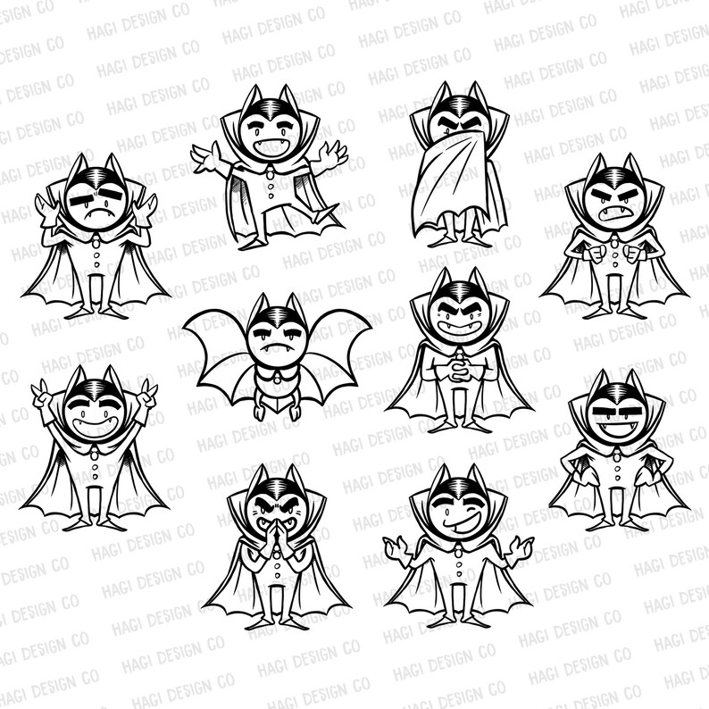 Buy Vampire Outlines, Halloween Character Stencil PNG Files, Spooky ...