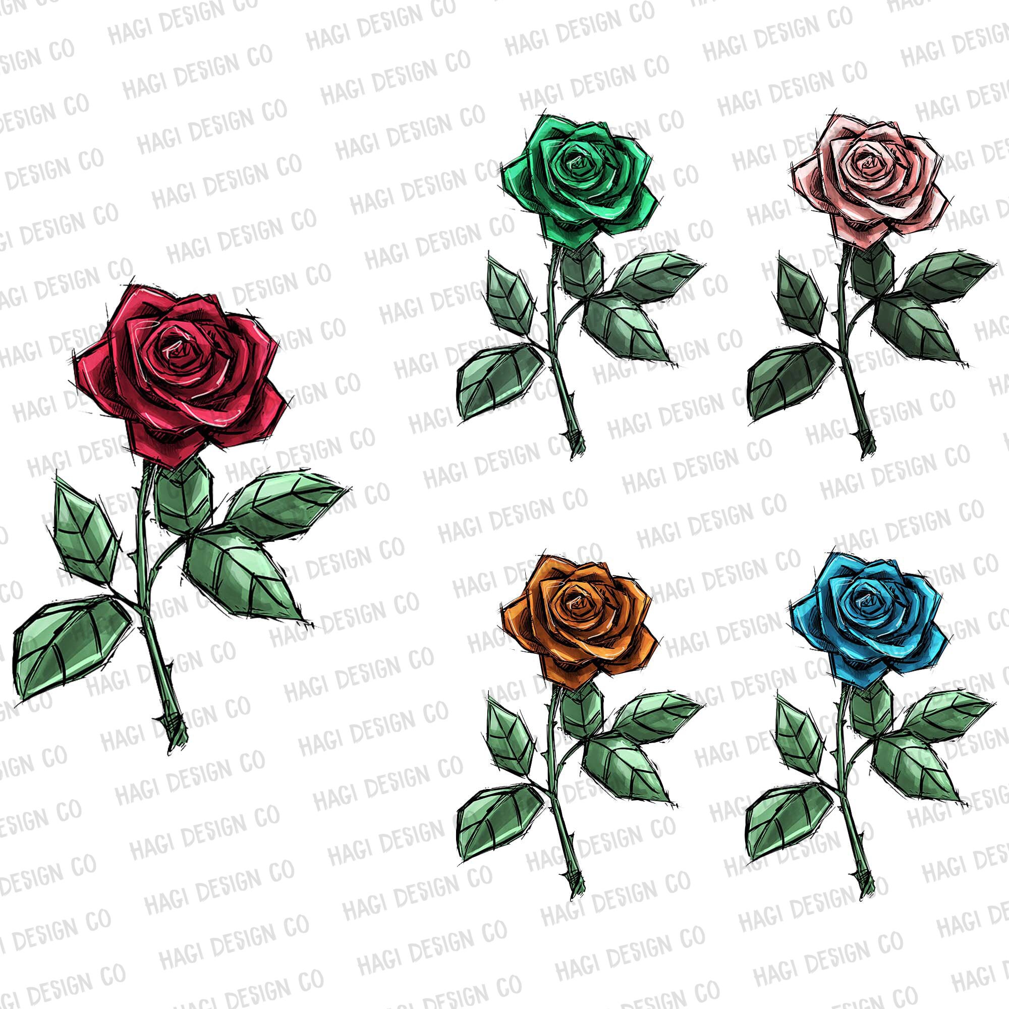 Rose With Stem Drawing