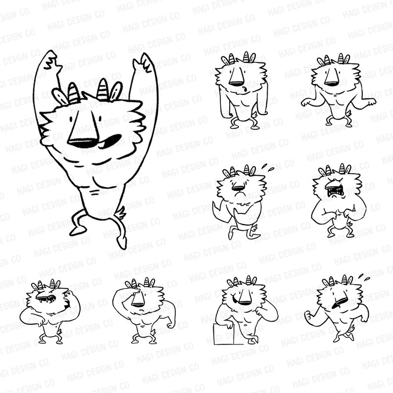 Monster Outlines, Fictional Character Kit, Black and White Mascot ...