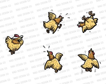 Funny Cartoon Chickens Clipart Flying Chicken Clip Arts | Etsy