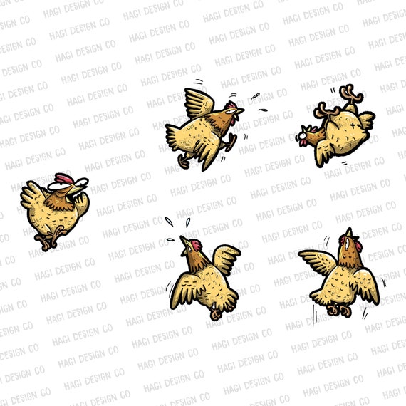 Crazy Chickens Clipart Cartoon Flying Chicken Clip Arts - Etsy