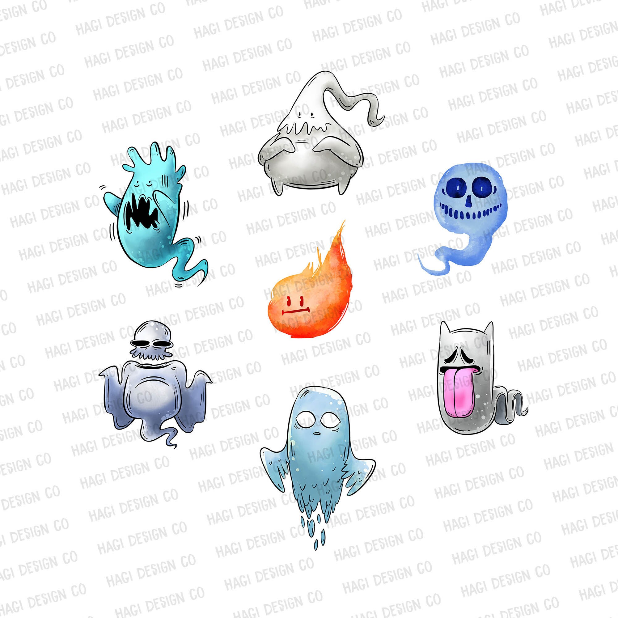 Ghost Cliparts, Digital Spooky Clip Art, Halloween Download, Cute ...