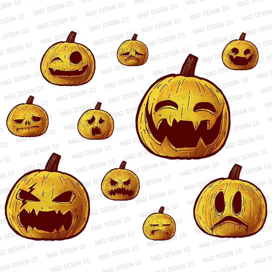 Pumpkin Cliparts, Jack O' Lantern PNG Files, Digital Halloween Print ...