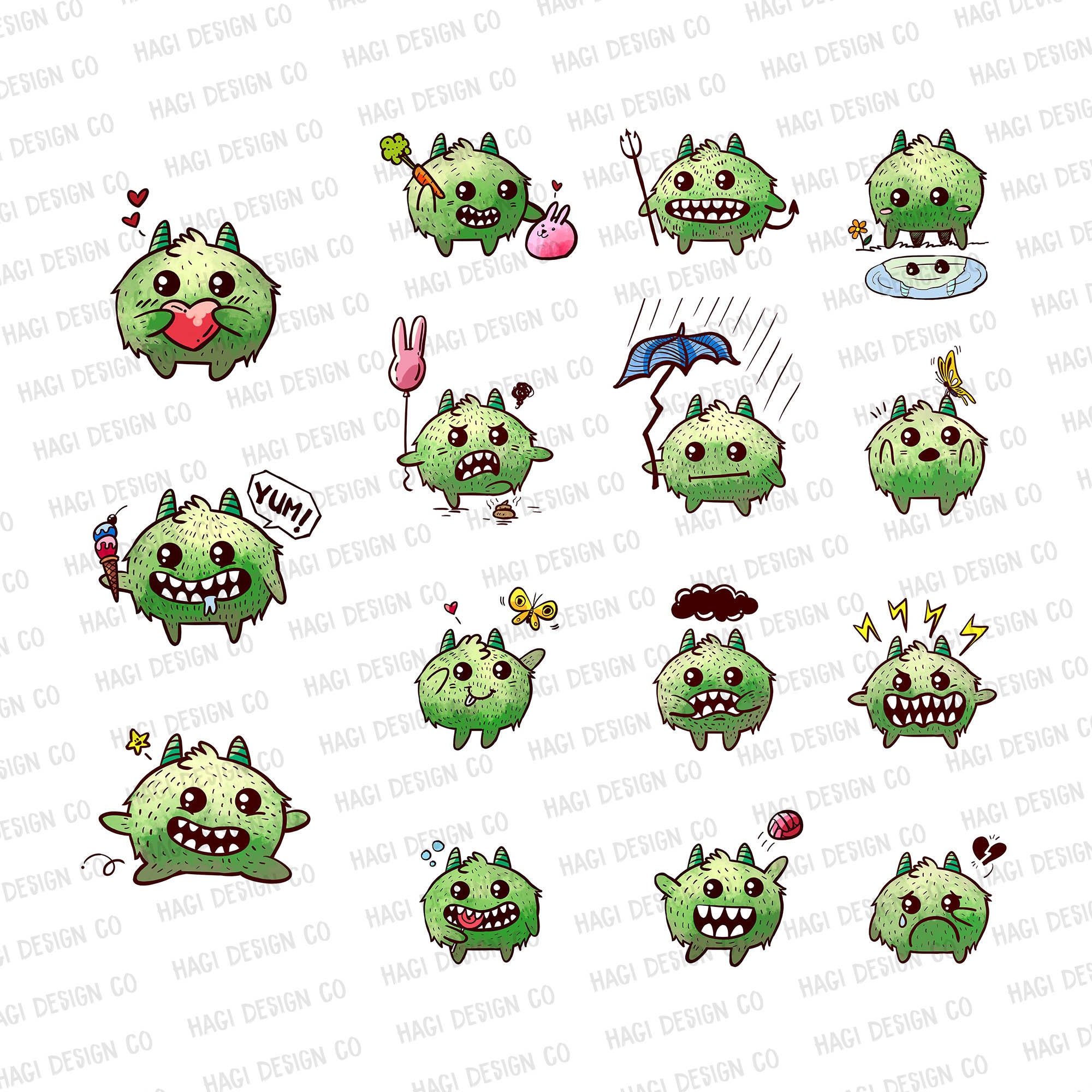 Green Monster Cliparts, Cartoon Halloween Creature Download, Cute ...