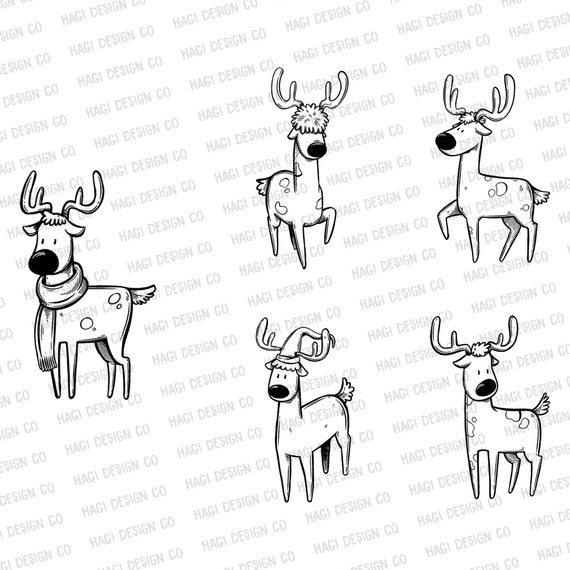 Black And White Reindeer Clip Art