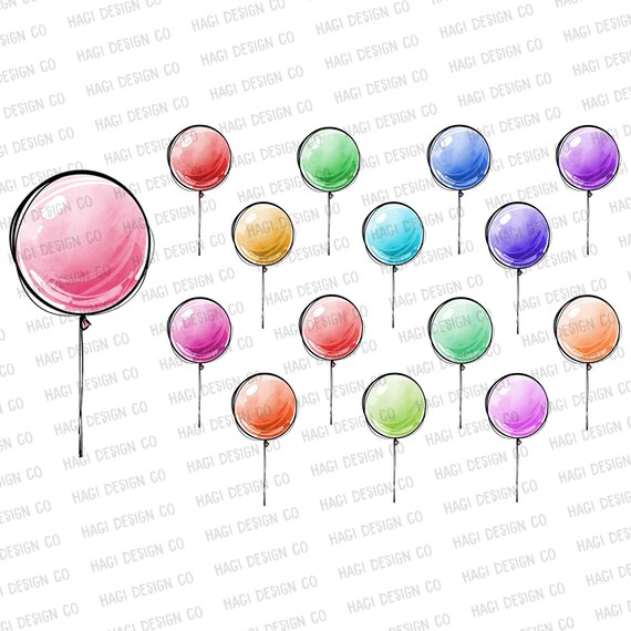 Colorful Balloon Cliparts Flying Circle Balloons PNG Files | Etsy