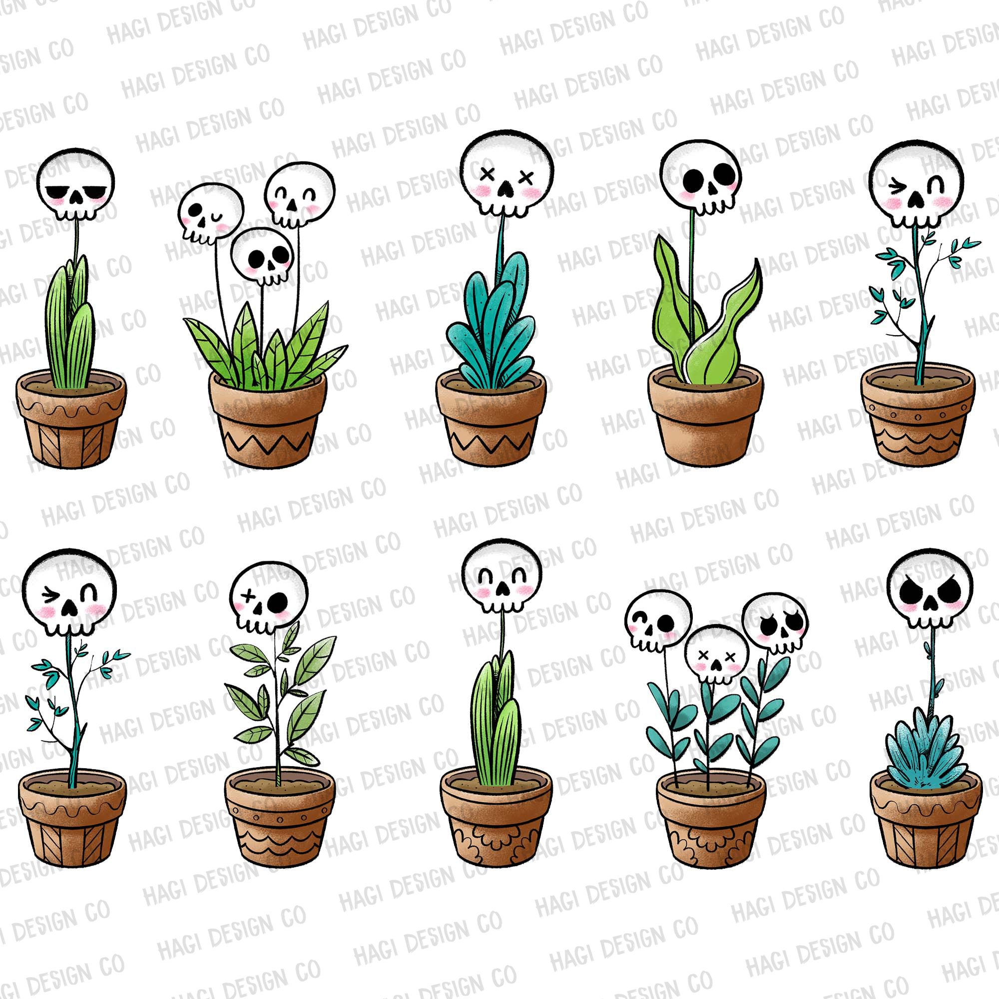 Skull Plant Cliparts, Halloween Graphics, Cute Cartoon Spooky Clip Art ...