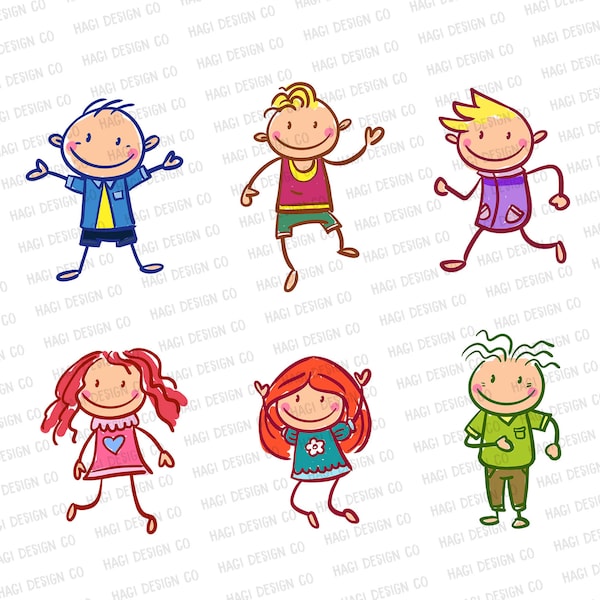 Stick Figure Kids - Etsy