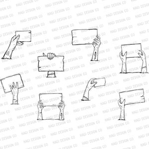 Zombie Hands Holding Board Cliparts, Halloween Graphics, Blank Banners ...