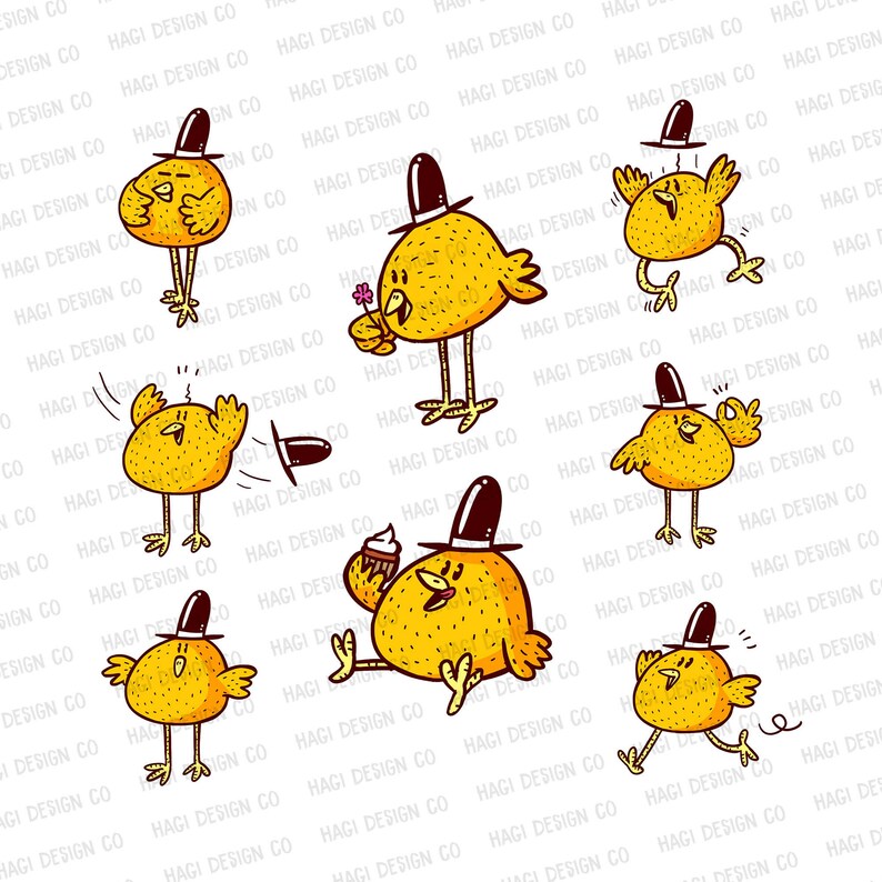 Cute Chicken Cliparts, Funny Cartoon Characters, PNG Files, Download ...