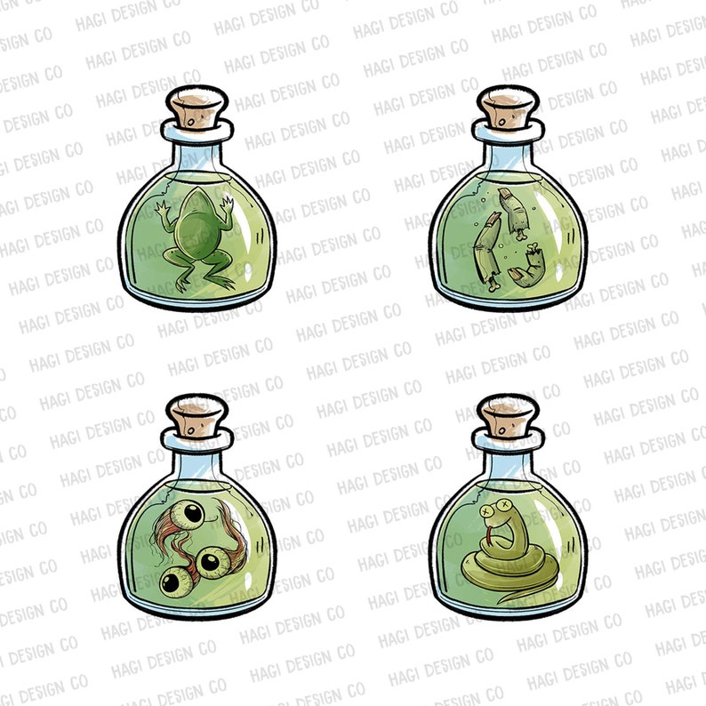 Halloween Magic Potion Bottles Clipart, Witches Potions, Laboratory ...