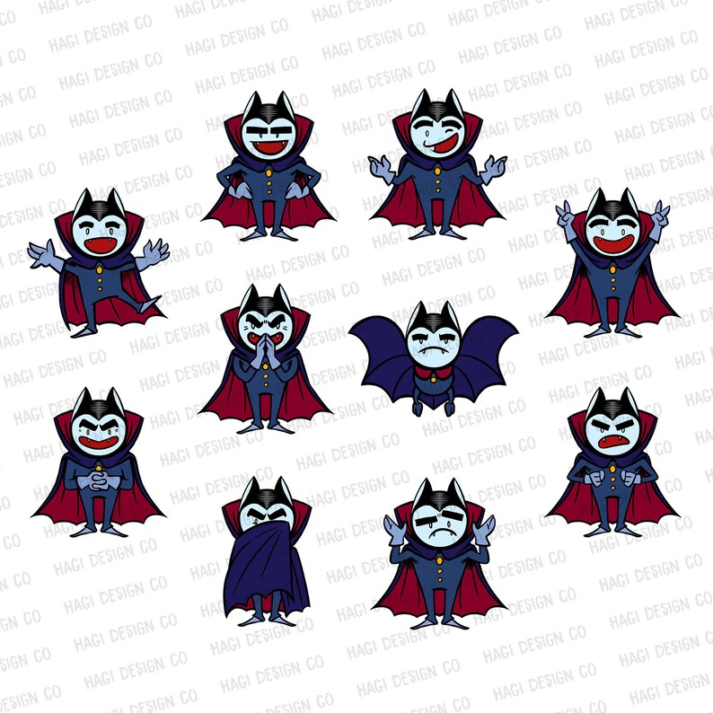 Vampire Cliparts, Halloween Character PNG Files, Digital Spooky Print ...