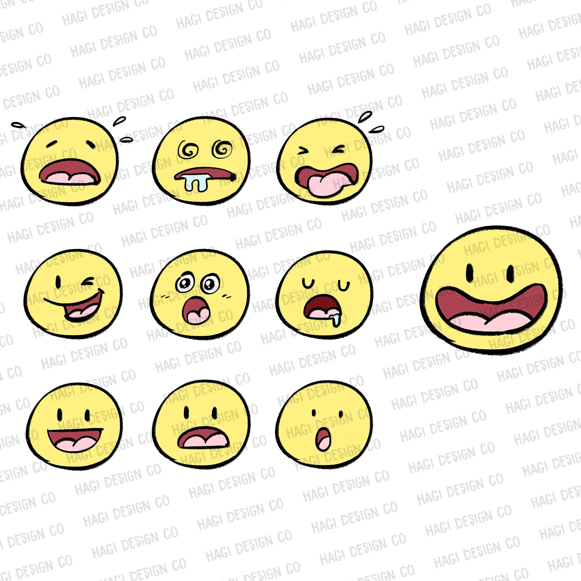 Emoticon Cliparts, Yellow Emoji Icon Set, Drawing, Illustration ...