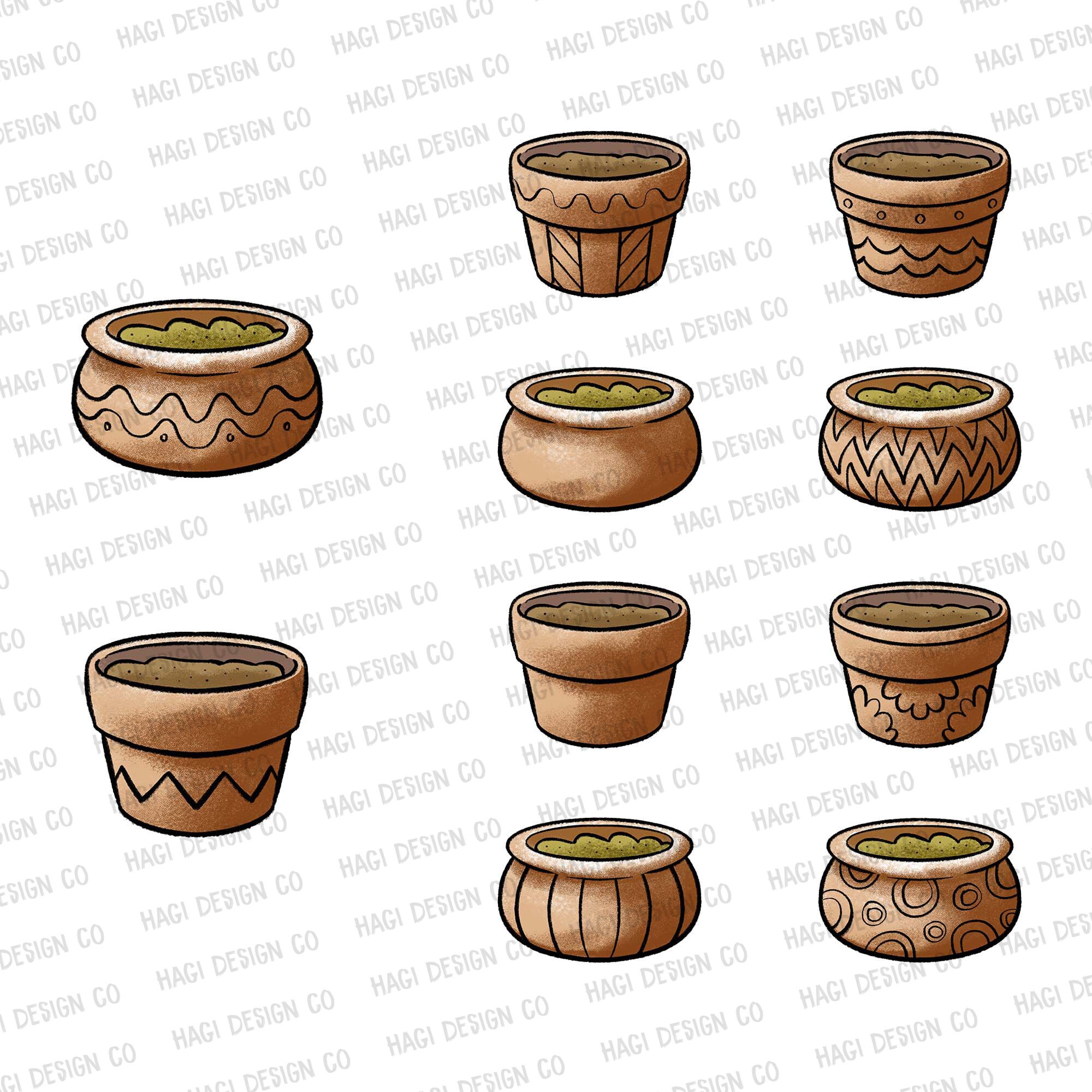 Flower Pot Cliparts, Plant Pots With Soil PNG, Plant Container Clip Art ...