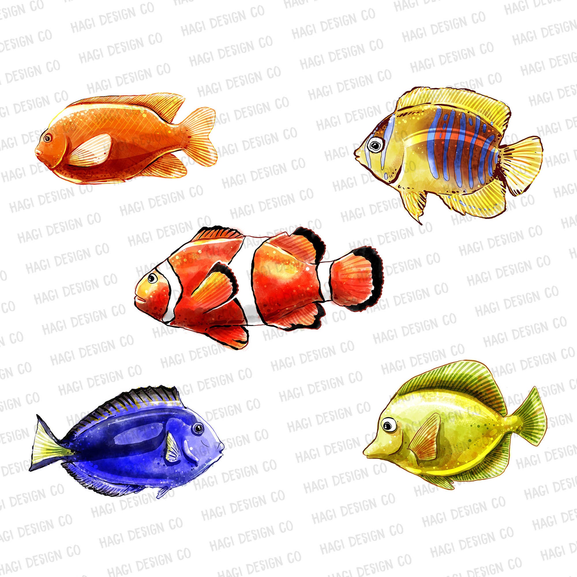 Art & Collectibles Digital watercolor fish painting digital download ...