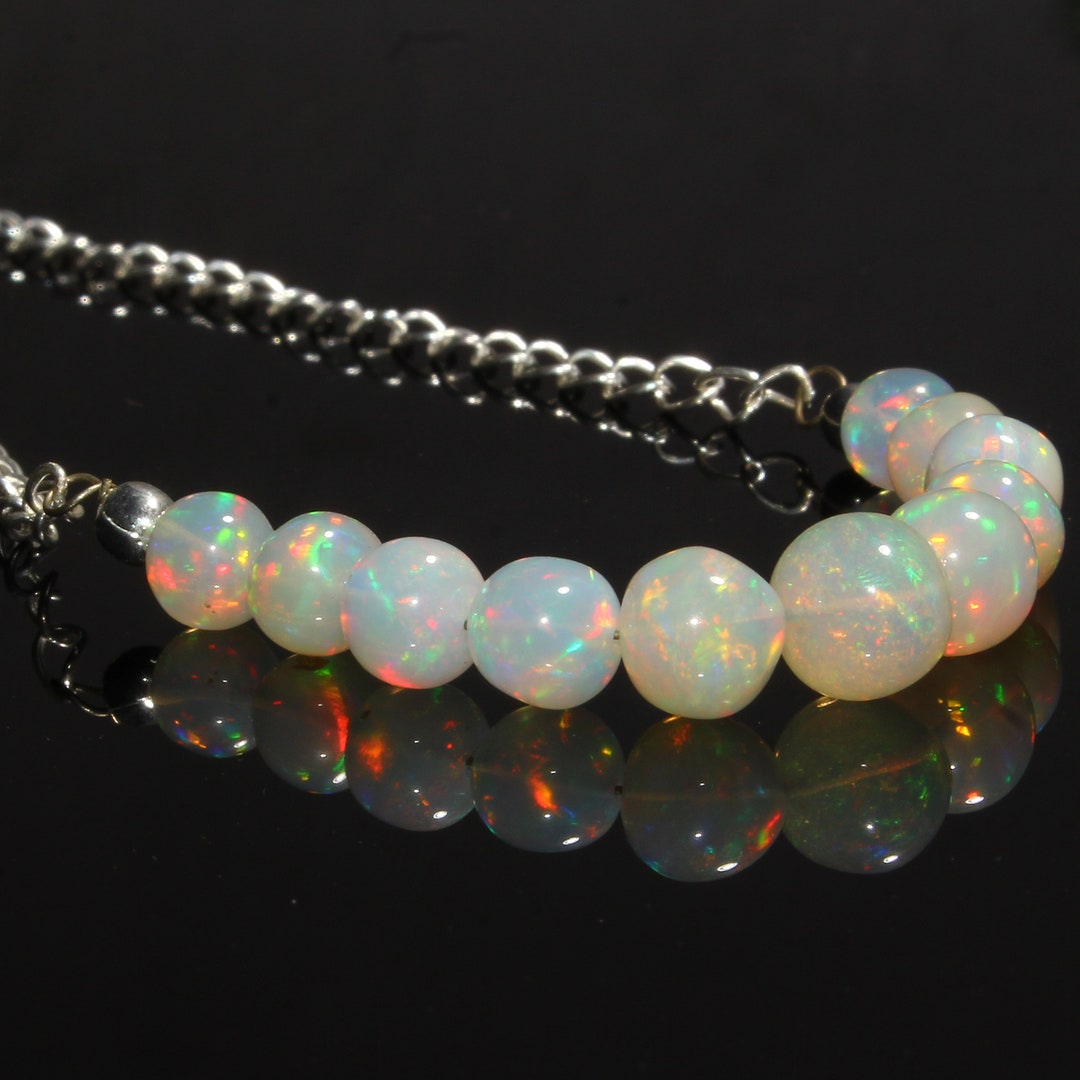 Natural Ethiopian Opal Necklace - Smooth Opal Balls Necklace - Opal ...