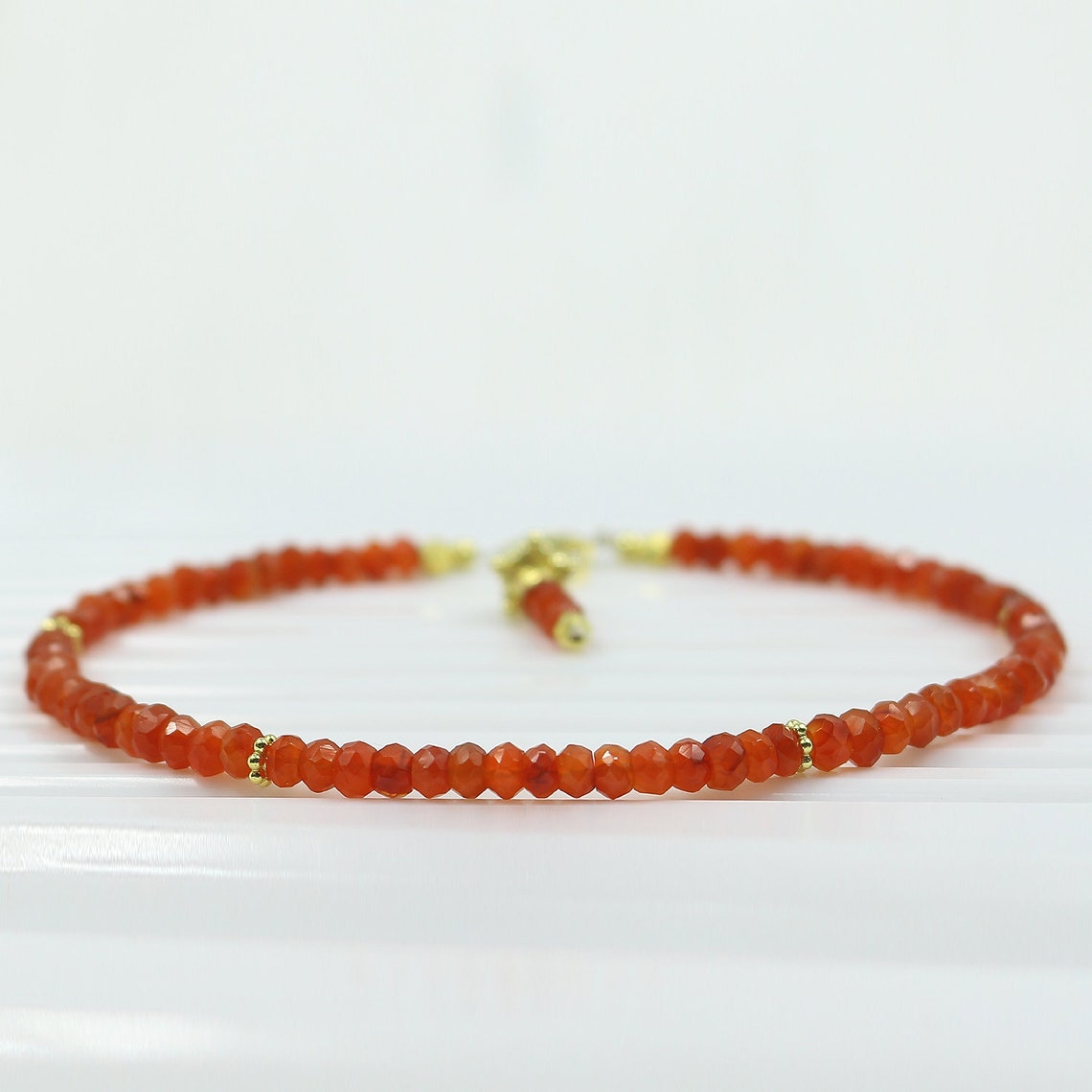 Natural Carnelian Bracelet Faceted Carnelian Bracelet - Etsy