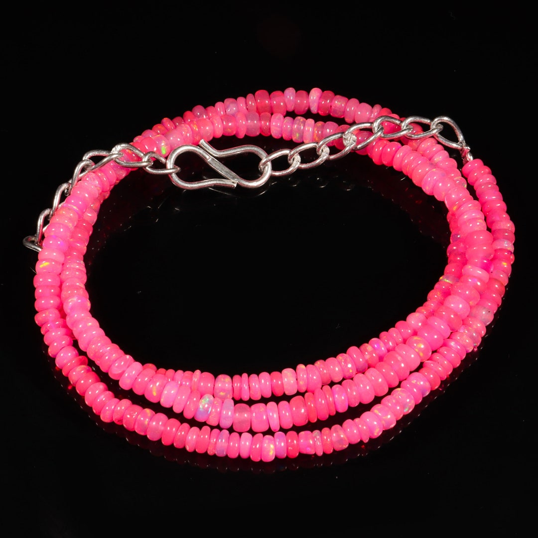 Ethiopian Pink Opal Smooth Necklace, Natural Pink Opal, Beads Necklace ...