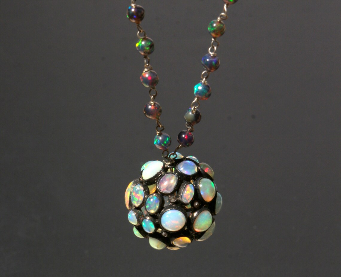 Natural Ethiopian Black Opal Balls Necklace Opal Necklace | Etsy