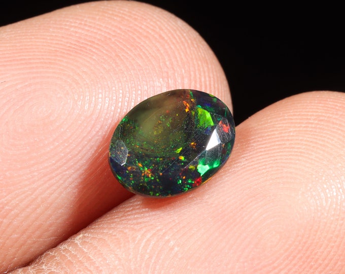 1.00 Ct Multi Fire Opal Faceted, Natural Ethiopian Welo Fire Black Opal ...