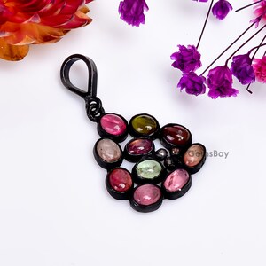 Natural Multi Tourmaline Pendant Gemstone, 925 Sterling Silver Pendant ...