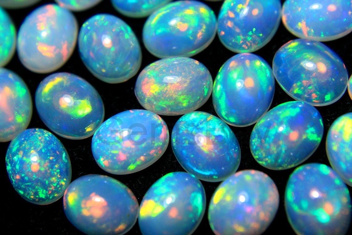5x7mm Welo Fire Opal Cabochon Natural Ethiopian Gemstone Etsy