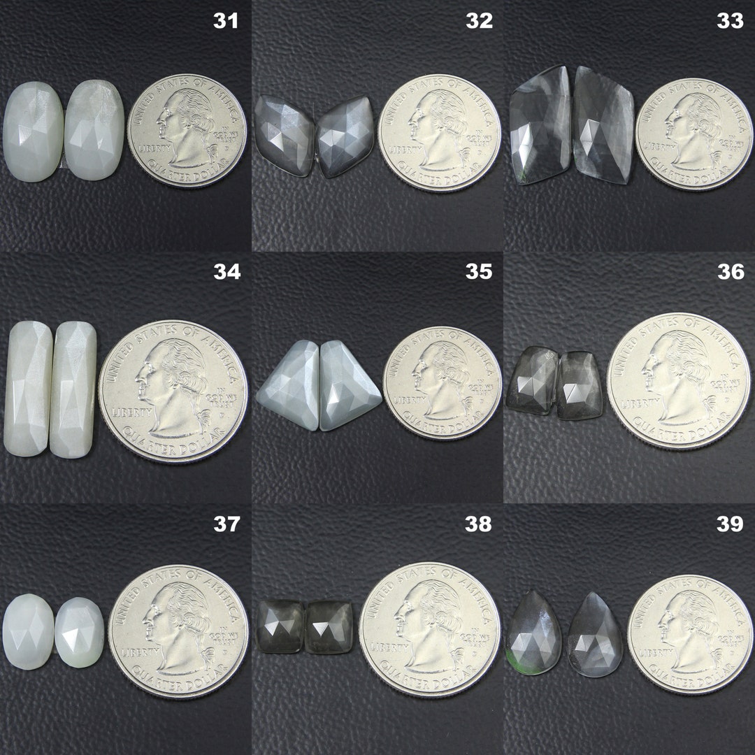 Natural African Moonstone Rose Cut Rose Cut Gemstone Pair for Making ...