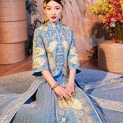 Traditional Chinese Bridal Red Wedding Xiuhe Dress 有凤来仪 - Etsy