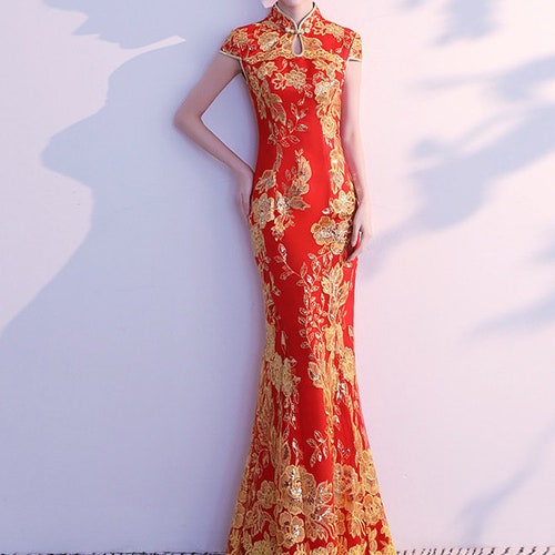 Traditional Chinese Bridal Red Wedding Dress China Bride Gown | Etsy