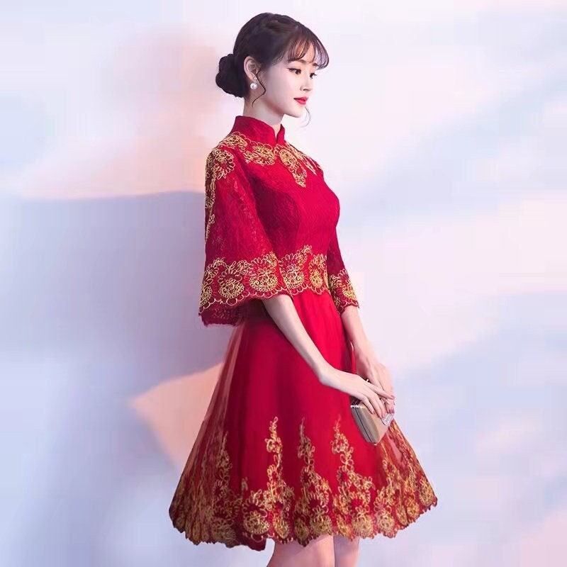 Long Red Chinese Dress - Etsy
