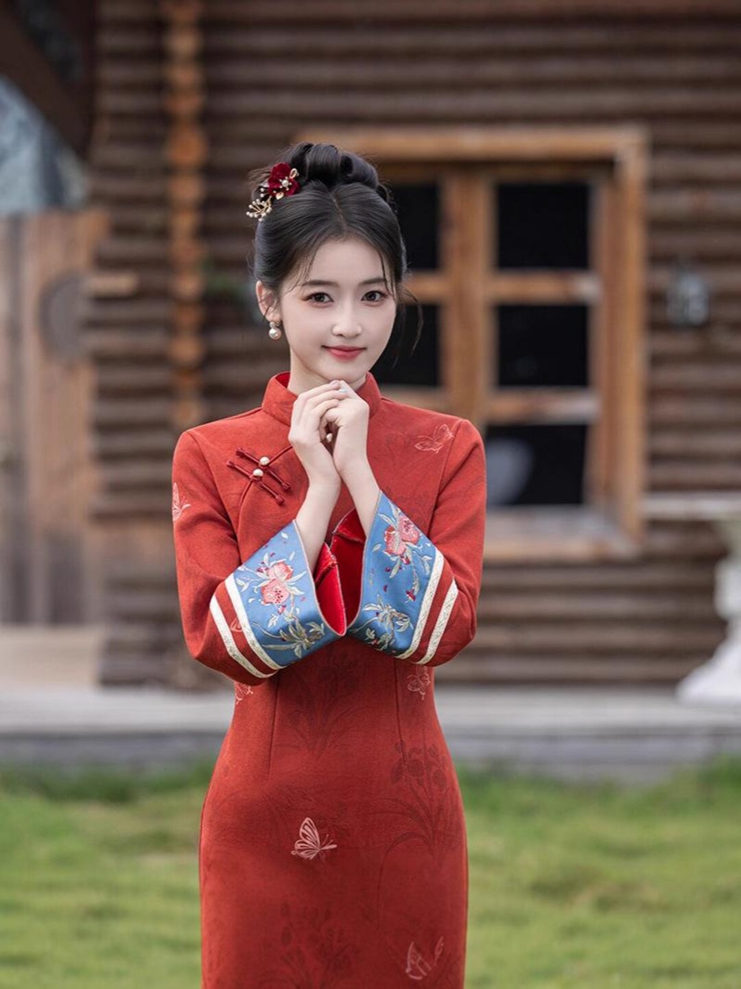 Traditional China Thick Floral Qipao Winter Christmas Lunar New Year ...