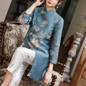 Classical China Above Knee Cheongsam Jacket,chinese Vintage Qipao Dress ...
