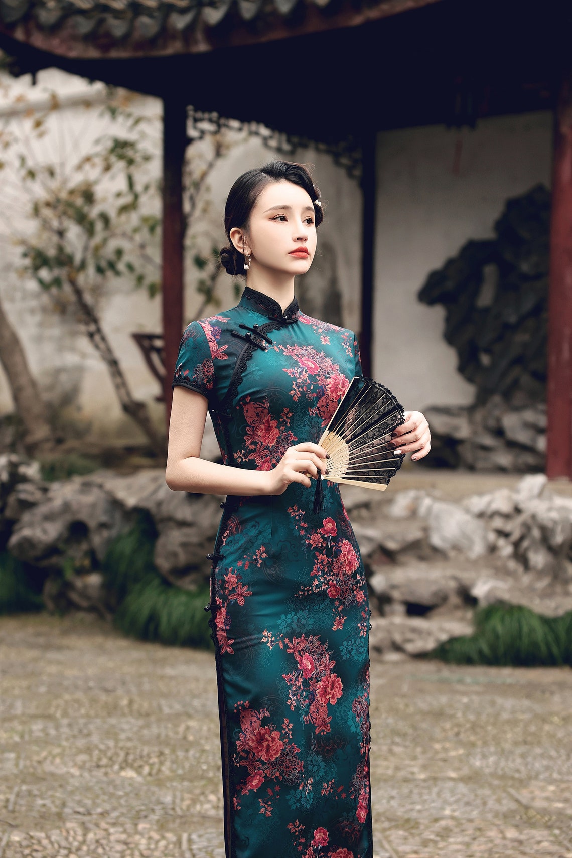 Vintage China Cheongsam Classic Flower Green QipaoTea | Etsy