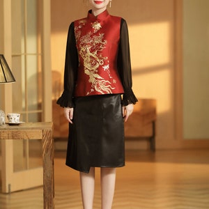 Autumn & Winter Classic Chinese Tang Dynasty Vest in Red - Etsy