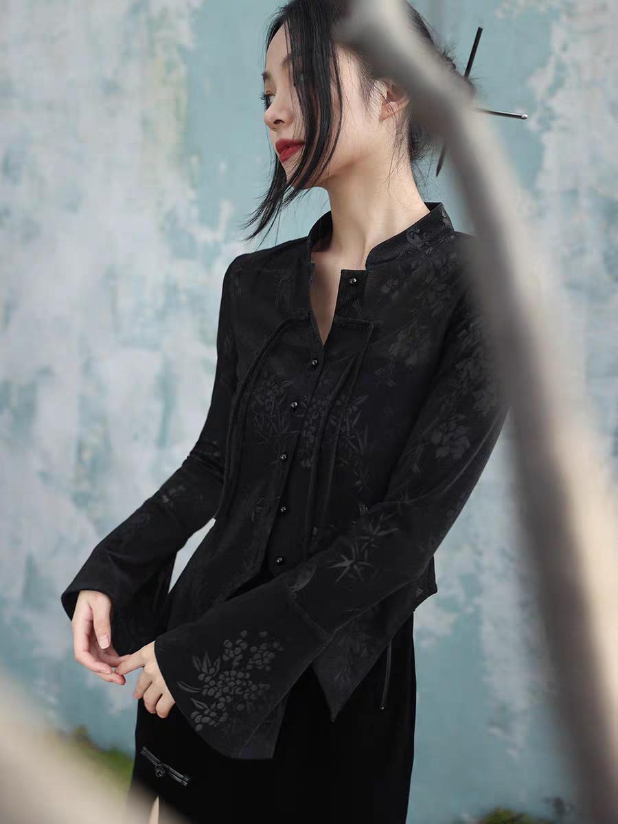Modern China Hanfu Qipao Jacket, Art Revival Jacket, Stretchy Velvet ...