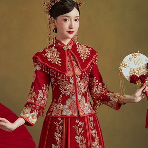 Traditional Chinese Bridal Red Wedding Xiuhe Dress, 红妍惜君 Classic ...
