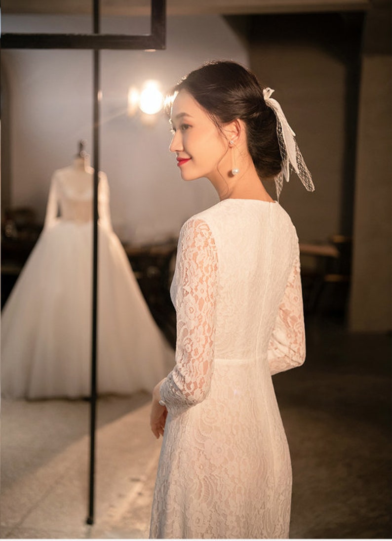 Bridal Wedding Light Dress in White Modern Lace Dress Full - Etsy