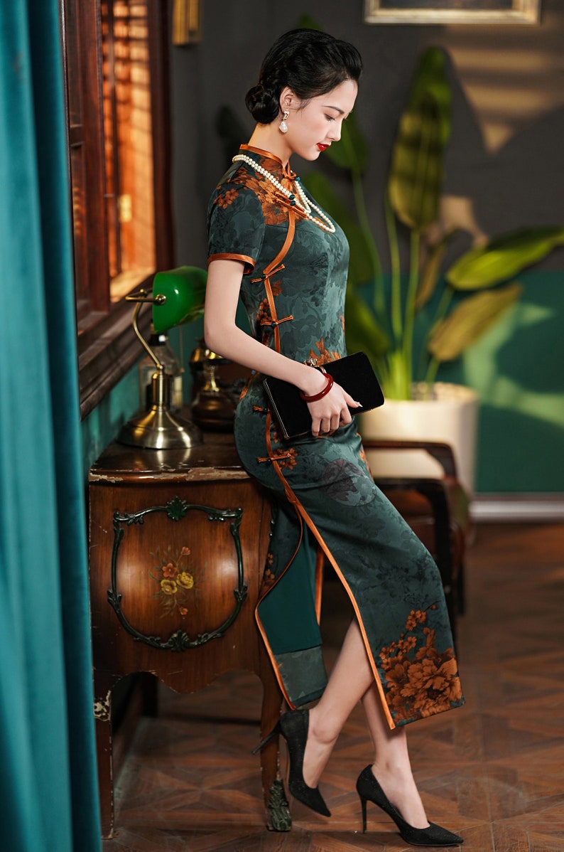 New Arrival Vintage China Cheongsam, Classic Jacquard Flower Surface ...