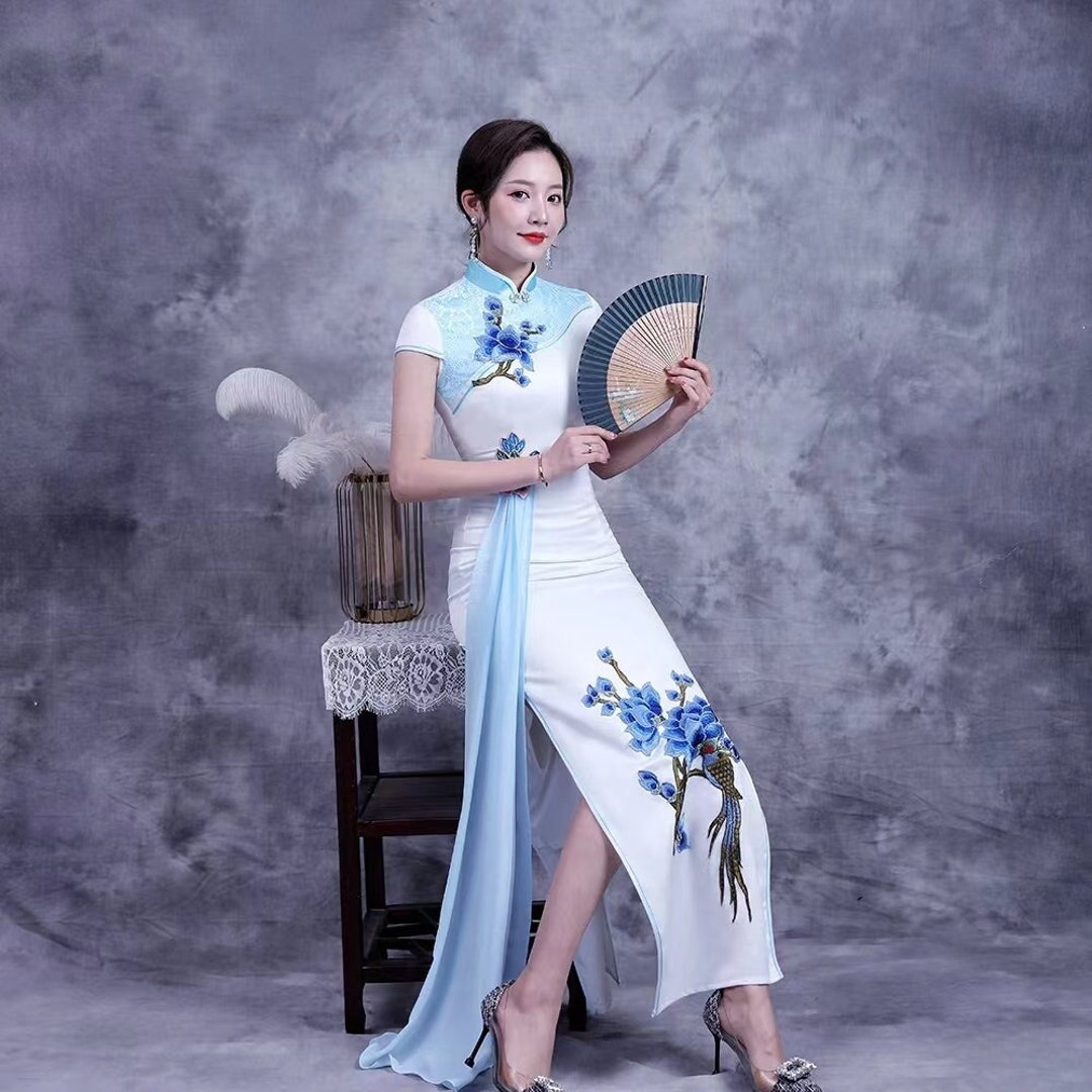 Custom Able Premium Cut Cheongsam With Ribbon, Classical Embroidery ...
