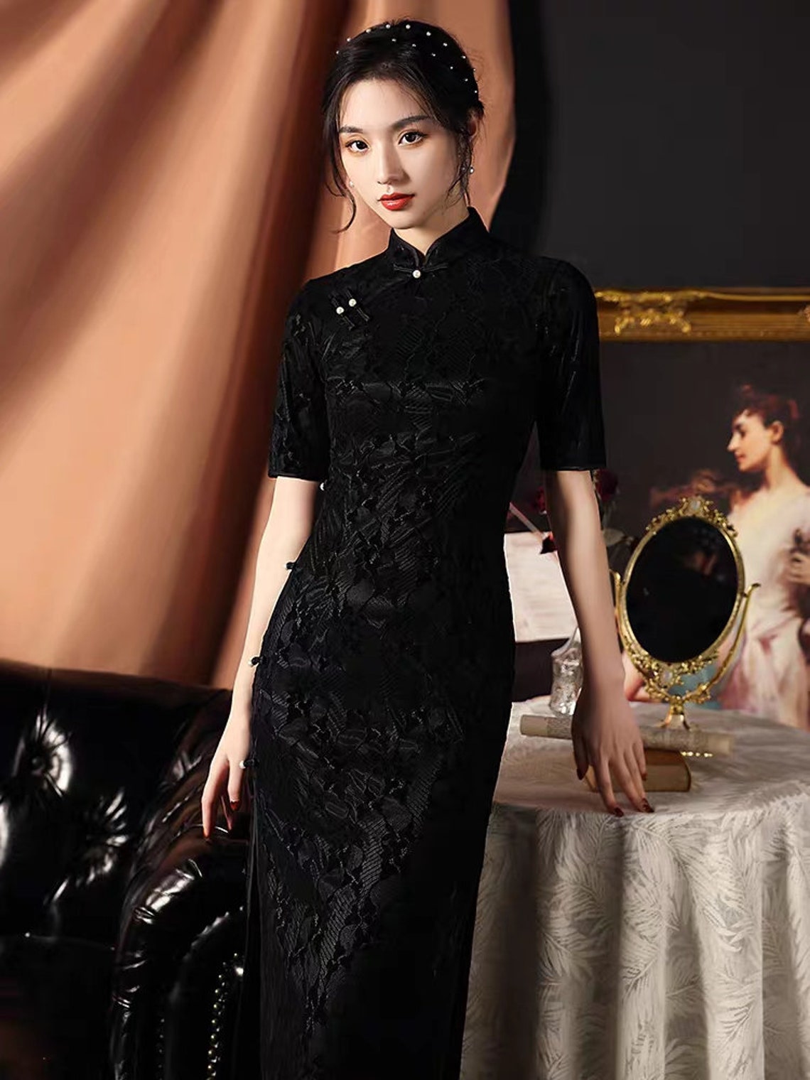 Traditonal China Black Prom Cheongsam Bridal Qipao Dresstea - Etsy