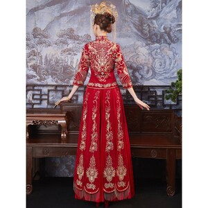 Traditional Chinese Bridal Red Wedding Xiuhe Dress,诗音 Embroidery Flower ...