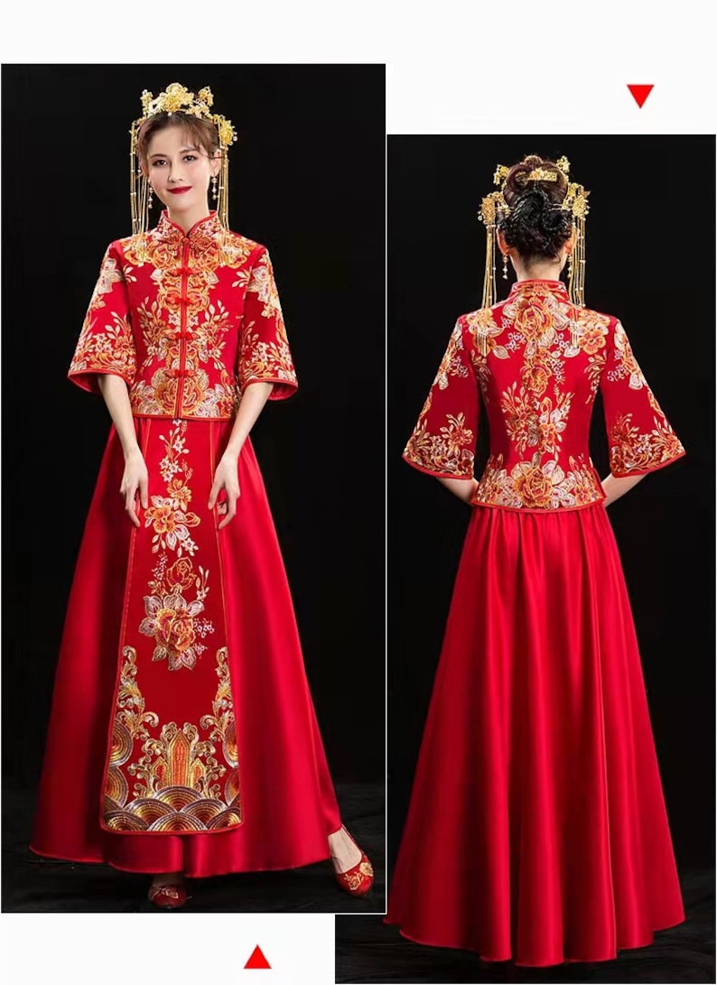 Traditional Chinese Bridal Red Wedding Xiuhe Dress Named 紫薇 - Etsy