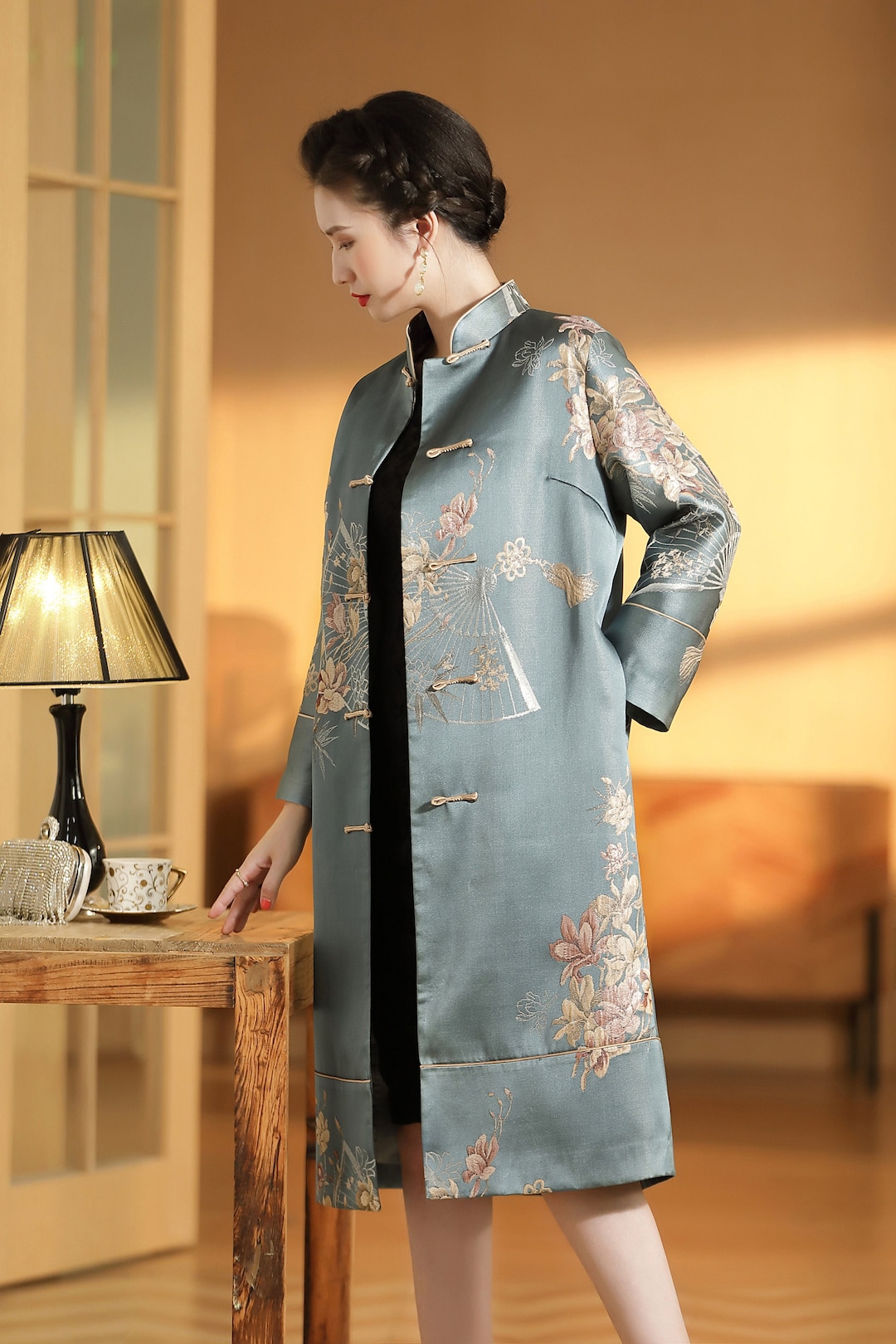New Design Classic China Below Knee Cheongsam Gown Jacket,chinese ...
