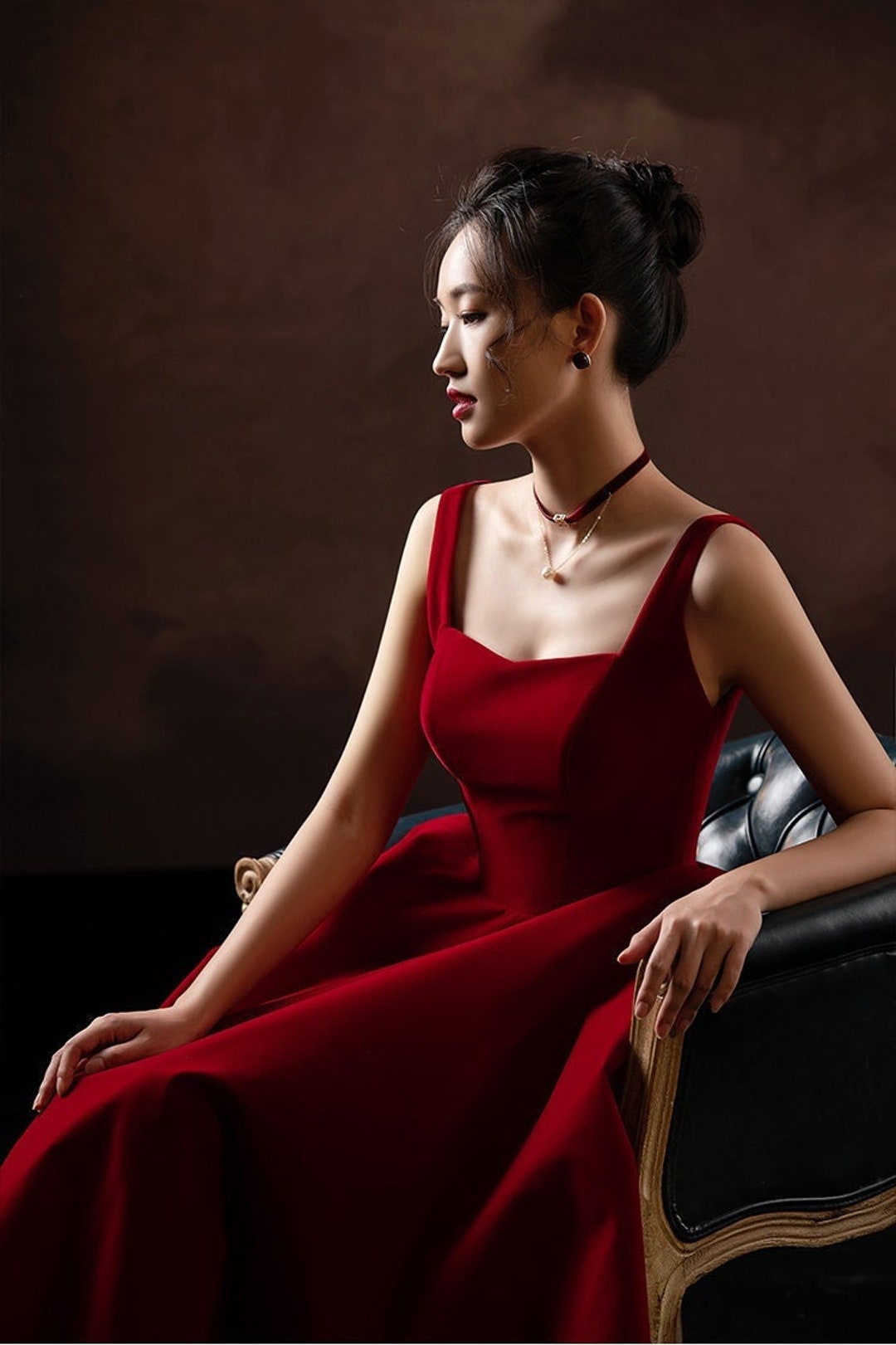 Premium Cut Bridal Gown Dress in Solid Velvet Satin, Square Neck+ ...