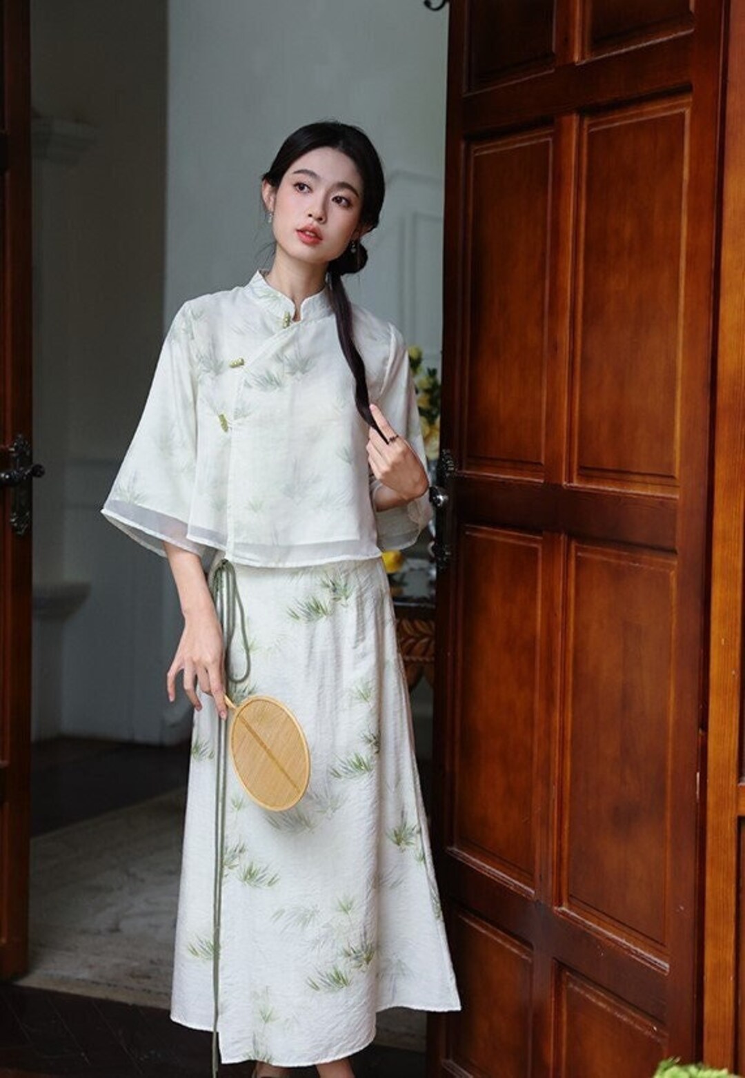 New Design China Cheongsam Top Blouse & A Line Skirt, Chinese Tang Suit ...