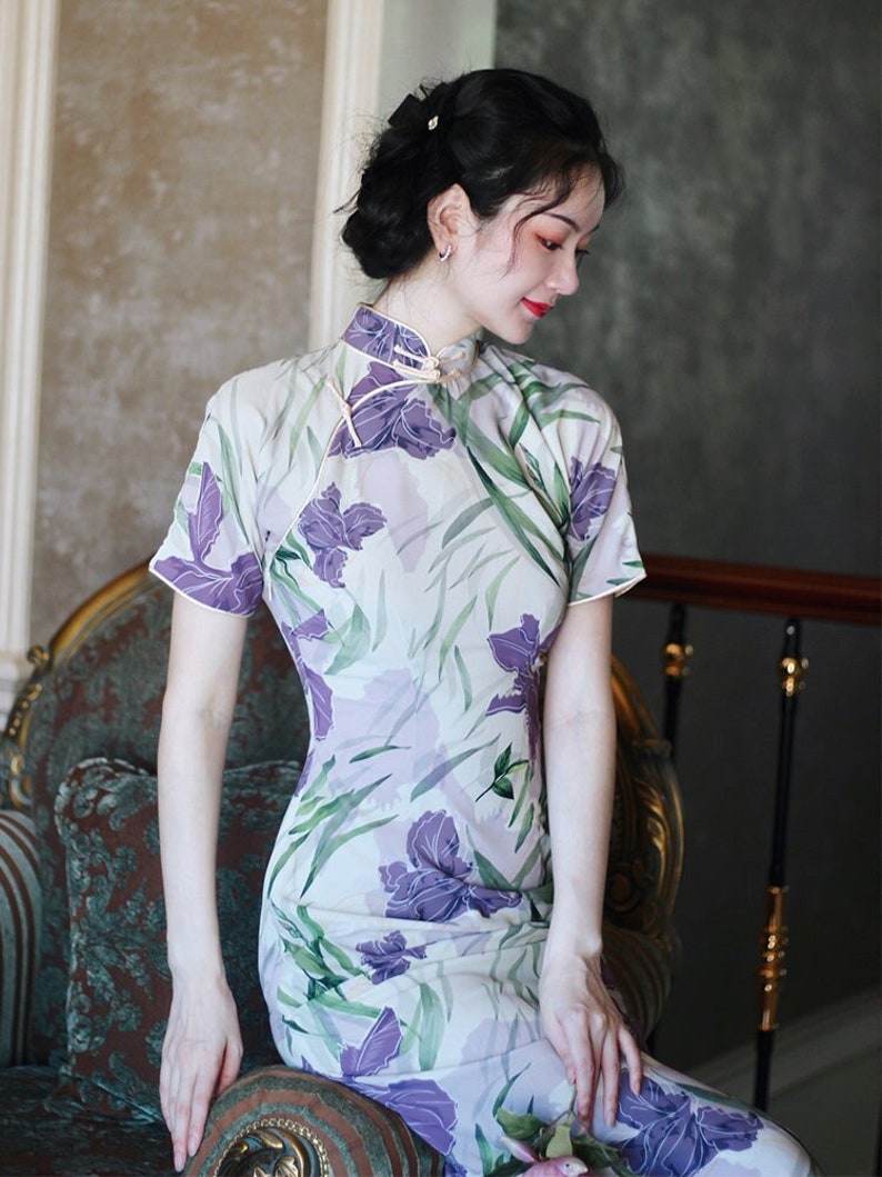 New Design Spring Summer China Vintage Cheongsam 真开襟, Bright Purple ...
