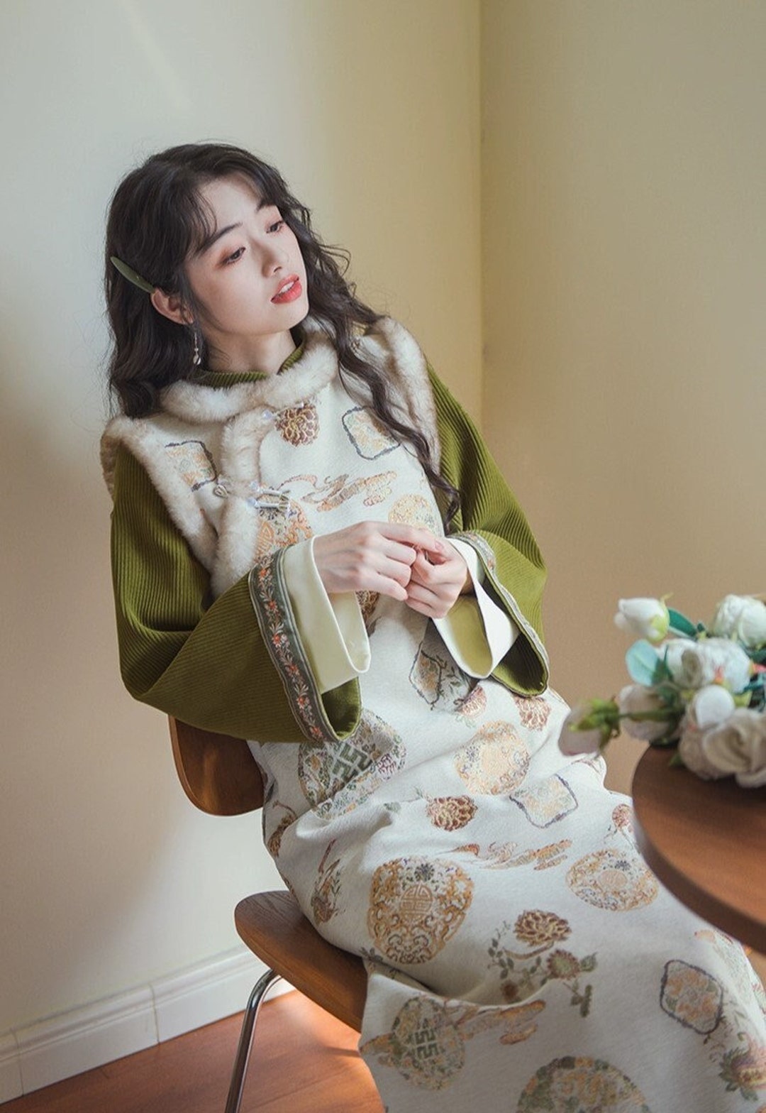 Traditional Chinese New Year Tang Cultural Waistcoat Dress, Sleeveless ...