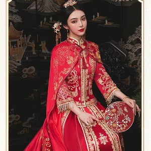 China Bridal Long Trail Cape, 霞披kasumi Cape for Winter Anti Cold ...