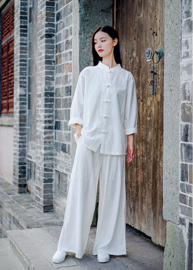 China Tang Suit Girl's Top, Taichi White Jacket, Open String Chinese ...
